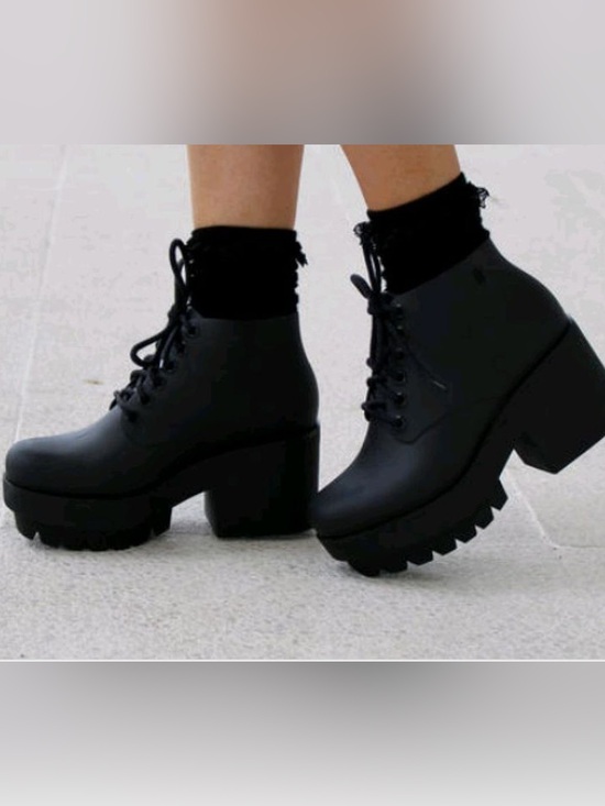 Melissa | Shoes | Double Platform Waterproof Mat Black Melissa Boots ...